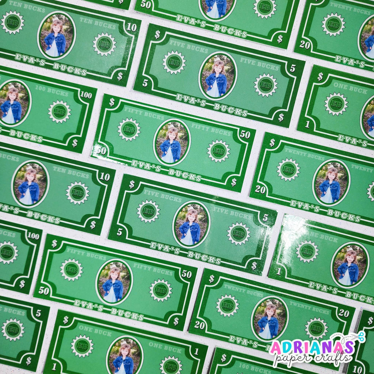 Printable Custom Kids Bucks – Adriana's Paper Crafts