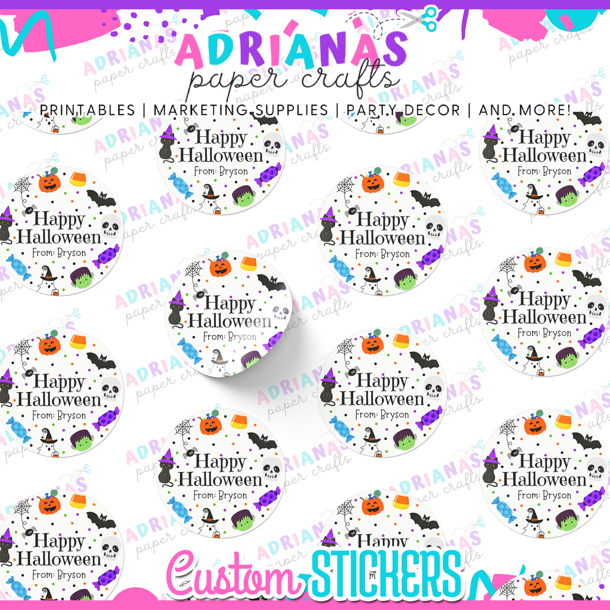 Kids Halloween Round Labels - Choose Your Size! – Adriana's Paper Crafts