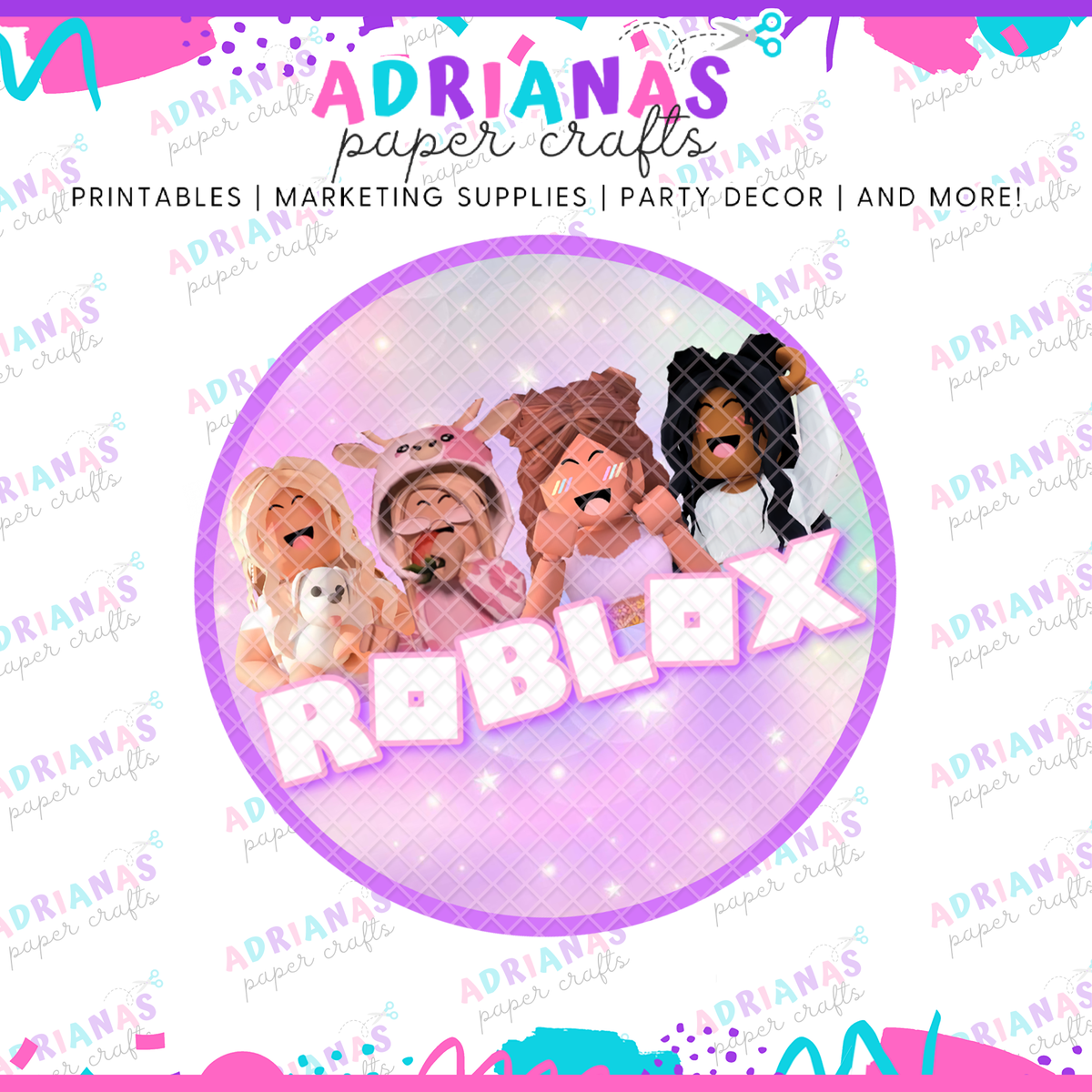 Roblox Girls Digital Round Label - Instant Download - Use for stickers ...