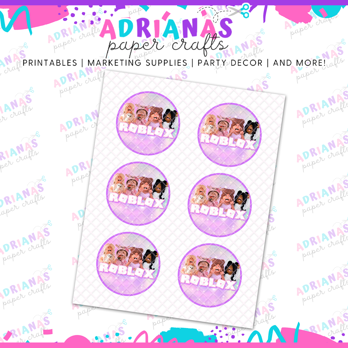 Roblox Girls Digital Round Label - Instant Download - Use for stickers ...