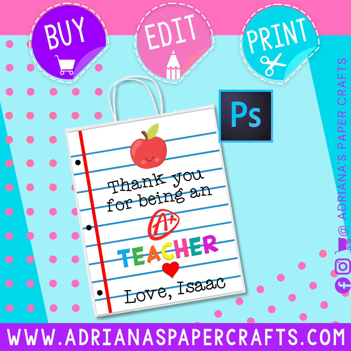 Editable Teacher Appreciation Bag Label Design - Photoshop File ...