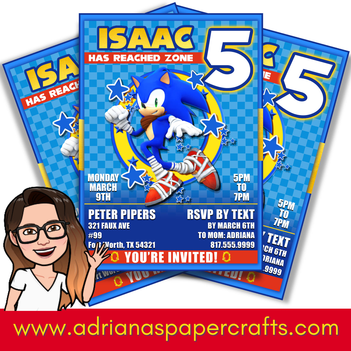 Sonic Party Invitation – Adriana's Paper Crafts