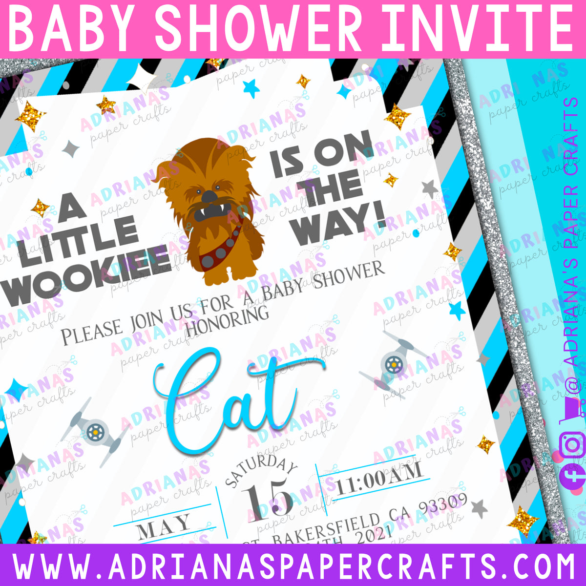 A little Wookie is on his way! Baby boy shower invitation – Adriana's ...
