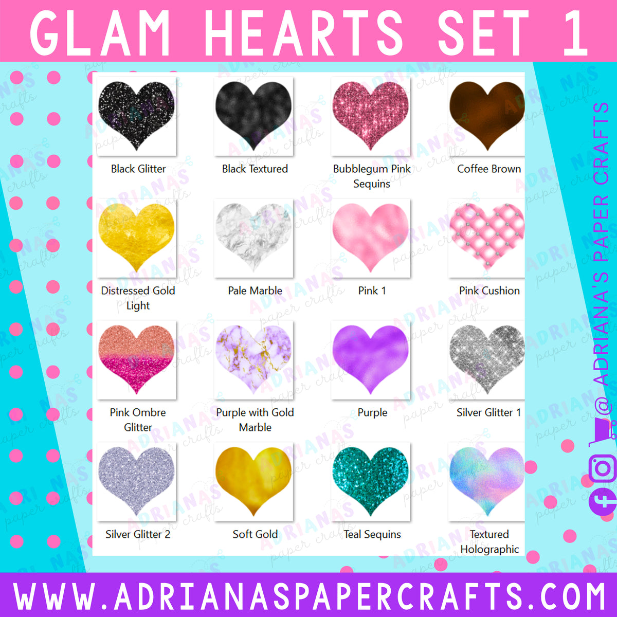 Glam Hearts Clipart Collection 1 – Adriana's Paper Crafts